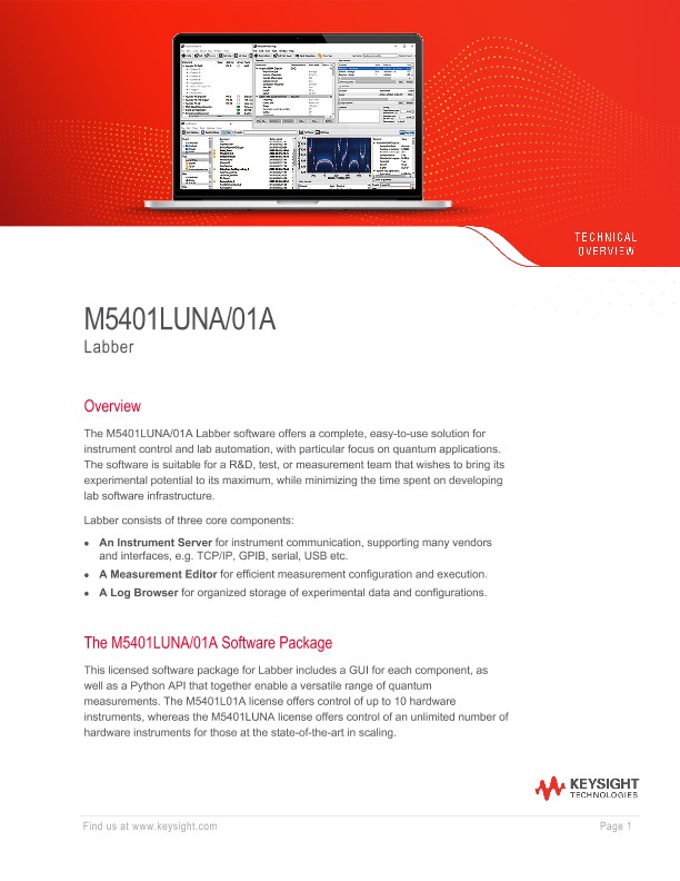 M5401LUNA/01A Labber PDF Asset Page | Keysight